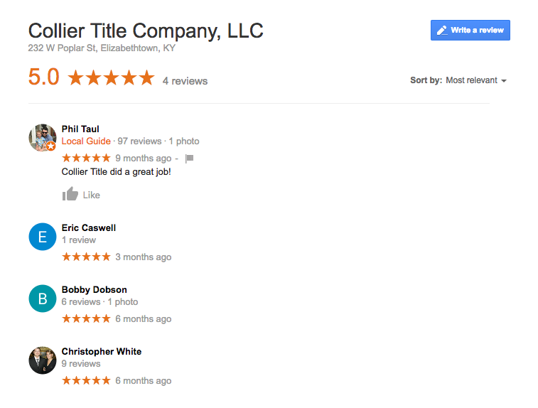 Reviews – Collier Title Company, LLC